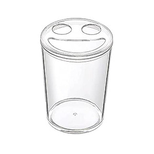 Bathroom Accessories Set 4, Lotion Soap Dispenser, Toothbrush Holder, 2 Apothecary Jars, Plastic Clear Countertop Storage Organizer for Bathroom Kitchen Farmhouse Decor (Transparent)