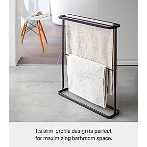 Yamazaki Home Bath Hanger-Bathroom Organizer Storage Holder Dry Steel | Towel Rack, One Size, Black