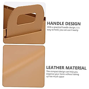 Cabilock 2pcs Leather Storage Basket Desk Containers Nightstand Decor Small Storage Container Foldable Storage Bins with Lids Snack Container Closet Storage Baskets Kitchen Storage Box