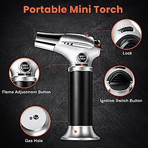 Cocktail Smoker Kit with Torch, 4 Flavors Wood Chips for Whiskey and Bourbon. Old Fashioned Smoker Kit for Infused Cocktail, Cheese, Salad and Meats, Gifts for Men, Dad and Boyfriend (No Butane)