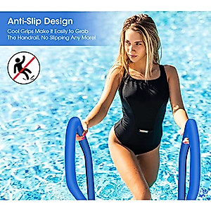 Pool Handrail Cover, Rail Grips Pool Hand Rail Covers with Zipper, Safety Grip Sleeve for Swimming Pool Inground Ladder Handles Hand Railing Covers -Blue, 10 Feet