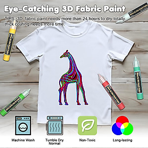 Roizefar Fabric Paint, 16 Colors Glow in the Dark Paint, 3D Permanent Acrylic Textile Paint (20 ml/0.68 oz), Neon Craft Painting Fabric Paint for Clothes, Canvas, T-Shirt, Ideal for Art Supplies and