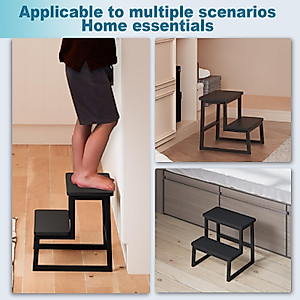 iTsst Step Stool for Adults Kids,Heavy Duty Sturdy Two Step Stool with 500LBS Capacity for Kichen Bathroom High beds, Wooden&Metal Frame, Non-Slip Rubber Pads