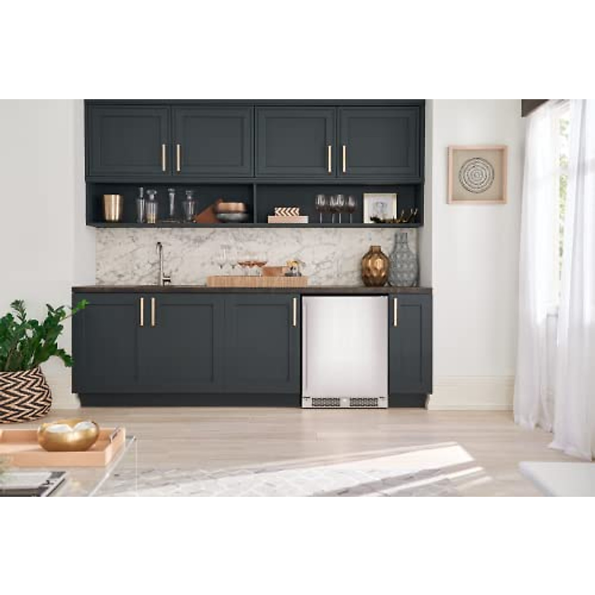 Zephyr Presrv 24" Wine Fridge & Beverage Refrigerator ADA Single Zone Under Counter - Mini Wine Cooler Cellars Small Beer Cabinet Drink Chiller Freestanding Stainless Steel Door - 7 bottles 112 cans