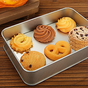 ACXFOND 8 Pack Empty Metal Tins Box with Lid - Cookie Tins Silver Metal Rectangular Tin Box Lids for Treats, Gifts, Favors, Candle and Crafts (6.2 x 4.3 x 1.4 Inches)