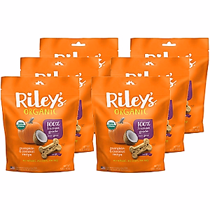 Riley's Organics Pumpkin & Coconut Large Bone Dog Treats 6 Pack 5 oz