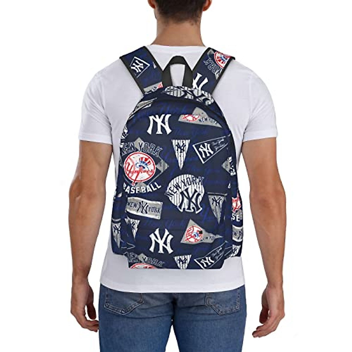 Annod Industries New York Yankees Baseball Backpack, Lightweight Casual School Backpacks Bags for Men Women Book Travel Hiking Camping Work, 16.9 Inch