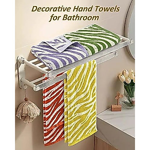 Jacquotha Zebra Stripe Hand Towels for Bathroom Kitchen Multicolored - Cotton Face Towels Hand Towel Set of 4, Cute Patterned Towel, 29” x 13”