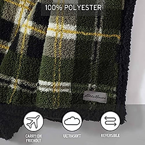Eddie Bauer- Throw Blanket, Ultra Soft Plush Sherpa Home Décor, Reversible All Season Bedding (Trailhead Plaid Green, 50 x 60)