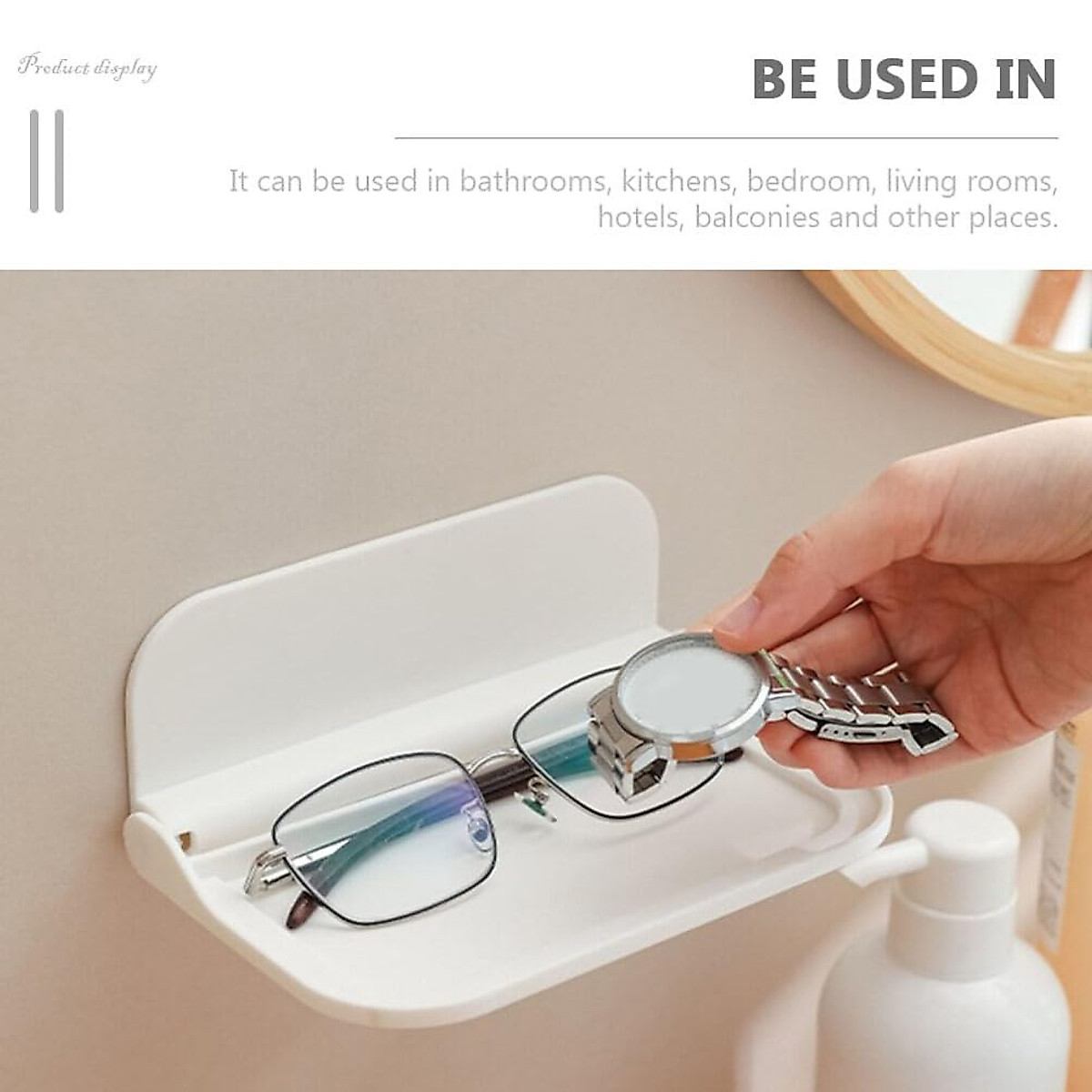 Cabilock 1 Floating Shelf, Foldable Wall-Mounted Shelf, Shower Caddy, Storage Rack, White, FW3021234N8SD36