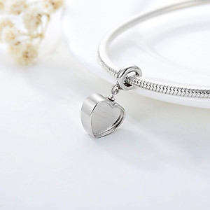 Personalized Heart Photo Cremation Urn Charm for Ashes Silver Custom 2 Picture Image Bead Fit Snake Bracelet Keepsake Memorial Locket for Women Mom (Double Love-2 Photos）