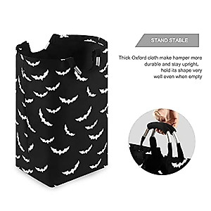 XUWU 50L Laundry Basket Halloween Bats Goth Foldable Laundry Hamper with Padded Handles Waterproof Durable Clothes Hamper Storage Basket for Toys Clothes Organizer