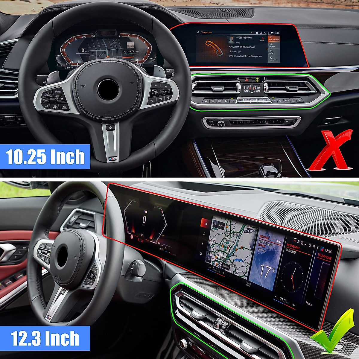 Jaronx Compatible with BMW 3 4 Series Center Console Organizer, 12.3 inch Touch Screen Dash Console Organizer for 3' G20 2023-2024/4' G22 2024,for BMW Dashboard Tray