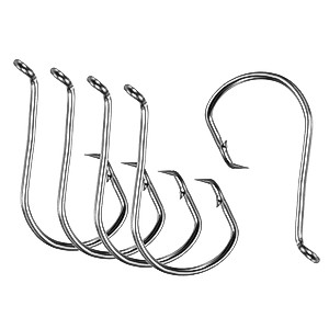 PATIKIL 1# Fishing Circle Hooks, 10 Pack 1.06" L Carbon Steel Offset Hook with Barbs for Freshwater Saltwater, Black