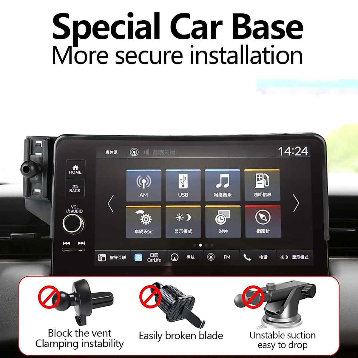 LUNQIN Car Phone Holder Mount for Honda HRV HR-V 2023 2024 2025 LX Sport EX-L Auto Accessories Screen Navigation Bracket Interior Decoration Mobile Cell Phone Mount Stand