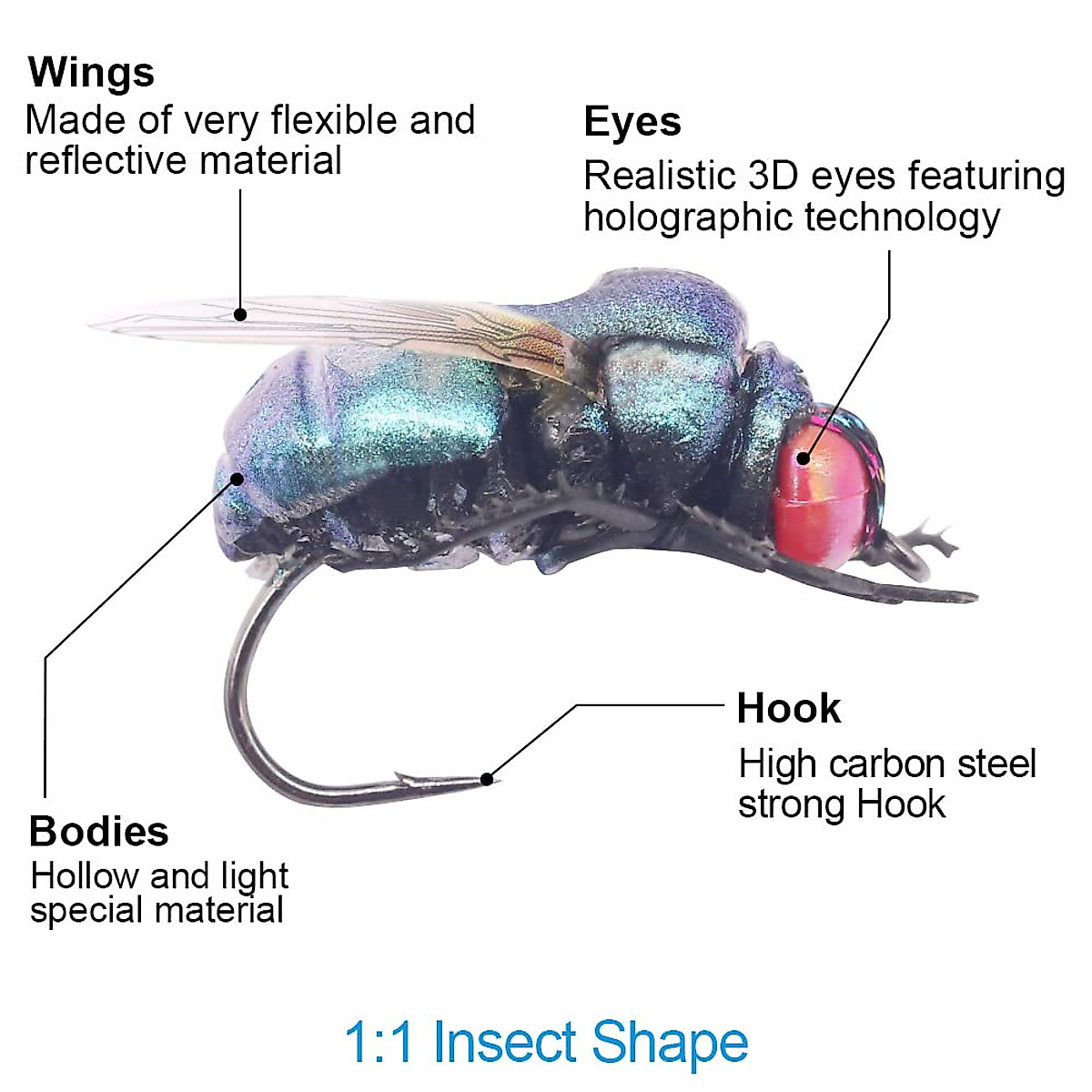 YZD Realistic Fly Fishing Dry Wet Nymph Trout Flies Topwater Lures for Freshwater Saltwater High Simulation Hand Tie Lure Kits 10 pcs