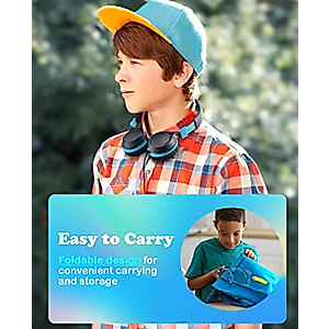 DyBaxa Kids Headphones Wired, Foldable On Ear Headset, Volume Limiter 94dB, Over-Ear Headphones for School Online Classes Travel Children, 3.5mm Jack Compatible Smartphones, Black Blue