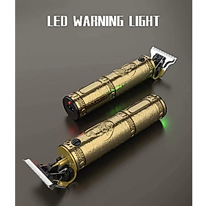 Electric Pro Li Outliner Grooming Rechargeable Cordless Close Cutting T-Blade Trimmer for Men 0mm Baldheaded Hair Clippers Zero Gapped Detail Beard Shaver Barbershop for Father's Day (Gold)