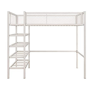 DHP Tiffany Metal Storage Bookcase, Twin Bunk Bed, White Loft