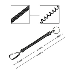 Nekoki Coil Springs Keychain Cellphone Snap Hook Holder Retractable Coil Cord Key Chain Holder with Carabiner Keychain,Father's Day Gift,Pack of 2 Black