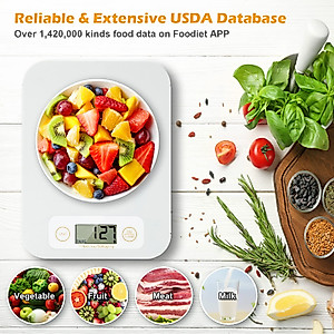 Smart Food Scale with Nutritional Calculator APP, Digital Kitchen Scale for Food Weight Ounces and Grams, Bluetooth Calorie Scale for Weight Loss, Marco Counting, Meal Prep with 0.1oz Accuracy (11Lb)