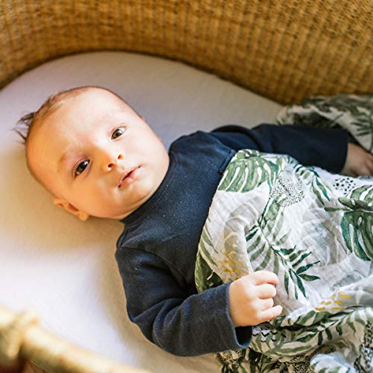 Bebe au Lait Jungle Rainforest Muslin Swaddle Blanket, Green, One Size (SWBMJG)