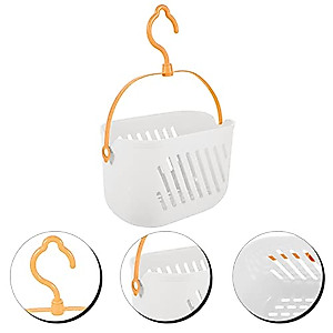 STOBAZA Shower Basket Plastic Hanging Shower Caddy with Hook for Bathroom Health Cosmetics Spa White