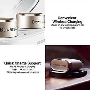 Bowers & Wilkins Pi7 In-Ear True Wireless Headphones (2021 Model), 6 Built-In Mics, Bluetooth 5.0 Qualcomm aptX & Dual Hybrid Drivers, Adaptive Noise Cancellation, Smart Wireless Charging, White