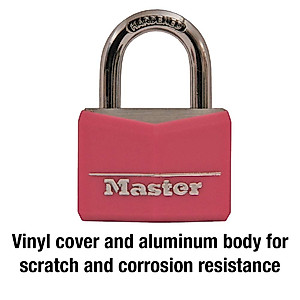 Master Lock 146D Covered Aluminum Keyed Padlock, 1-9/16 inches, Pink