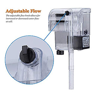 PULACO Ultra Quiet Aquarium Hang on Filter (66GPH 3W), Small Fish Tank Filter for 2 to 8 Gallons Fish Tank