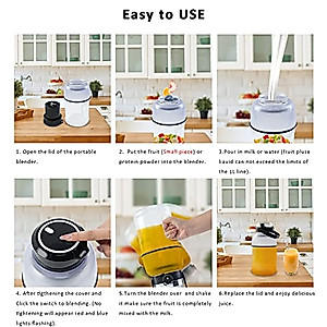 Portable Blender with Handle,32 Oz Portable Blender for Shakes and Smoothies,270 Watt Personal Blender with Rechargeable USB，10 Blades, Tritan BPA-free cup, Smoothie Blender for Home,Travel, Sports (Black)