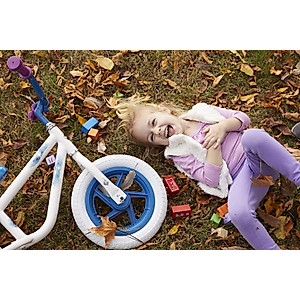 Huffy Frozen 2 Balance Bike for Toddler & Kids, Elsa Graphics, Purple, White, 12 inch