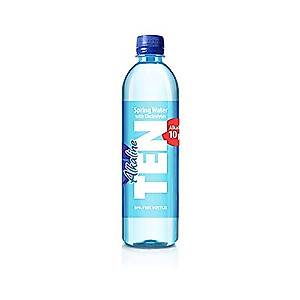 TEN Alkaline Spring Water, pH 10, High in Electrolytes, 16.9 Fl Oz (Pack of 24)