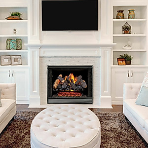 Duluth Forge FNVL24-1 Natural Gas Vented Fireplace Logs Set with Match Light, 55000 BTU, Heats up to 2000 Sq. Ft, Heartland Oak, 24 Inches