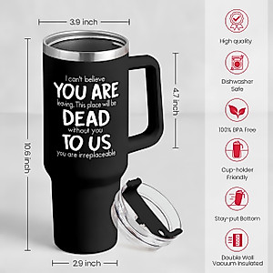 SANDJEST Leaving Job Gifts for Coworkers You Are Dead toUs Tumbler 40oz Stainless Steel with Handle and Straw, Farewell Gifts, New Job Gifts, Going Away Gift for Colleagues Men Women