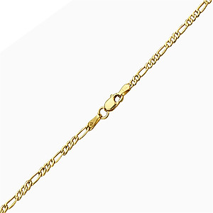 PORI JEWELERS 14K Gold 2.0mm Figaro/3+1 Link Chain Necklace- Made in Italy - (Yellow, 24 Inch)