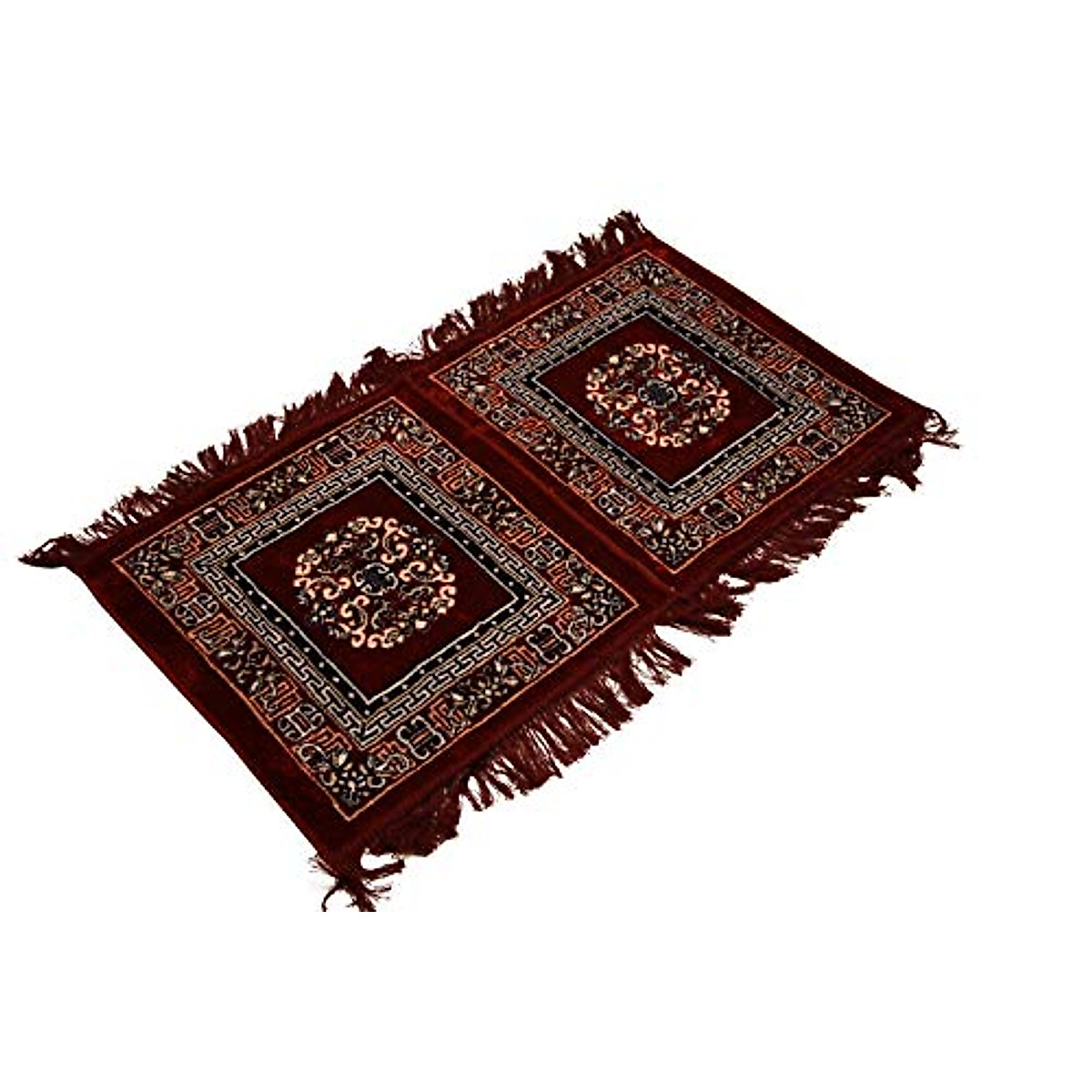 Kalagiri Maroon Pooja Aasan Velvet Mat Prayer Aasan Meditation Mat Multipurpose Rug Aasan for Navratri Diwali Mandir Pooja & Festive Occasions (Pack of 2)