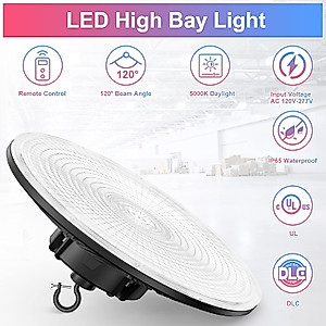 OPENLUX 9 Pack 150W UFO LED High Bay Light 22,500lm 5000K UL Listed Dimmable High Bay LED Shop Light (Dimmer Remote Controller Included) LED Warehouse Lights 5' Cable AC 100-277V