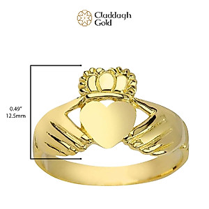 High Polish 10k Yellow Gold Claddagh Ring (Size 7.5)