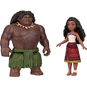 Mattel Disney Moana 2 Toys, Moana & Maui Ocean Adventures 2-Pack with 2 Small Dolls & Hook Accessory, Inspired by The Movie