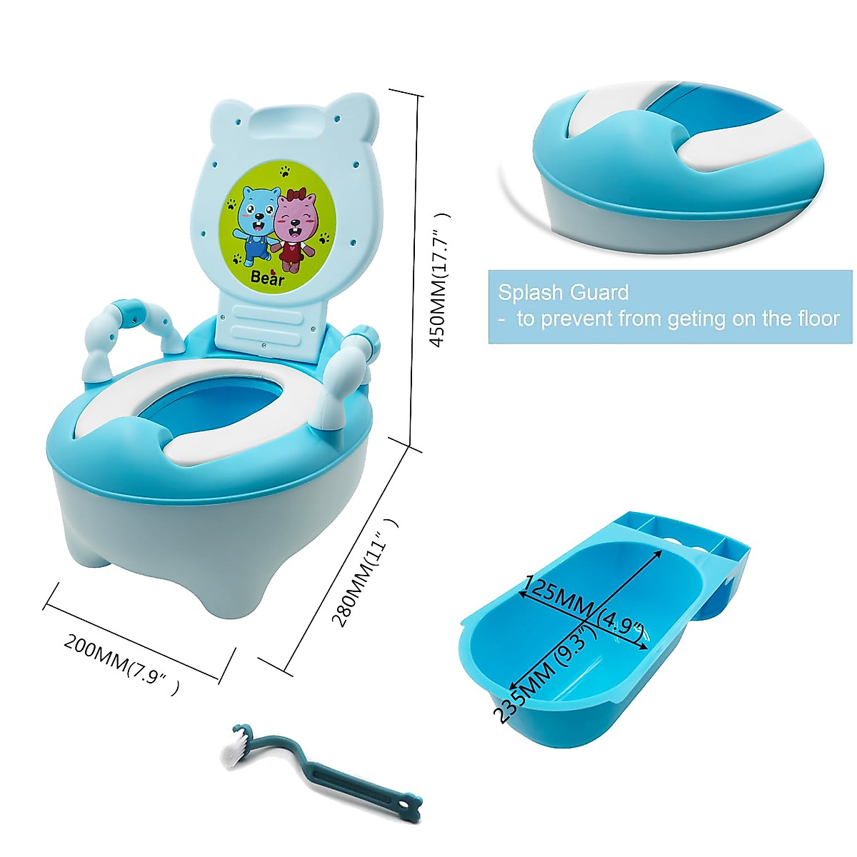 HTTMT- Baby Kids Blue Bear Portable Potty Training Toilet Seat With Pad Toddler Lovely Toilet Comfortable Soft Seat Stool Chair [P/N: ET-BABY003-BLUE]