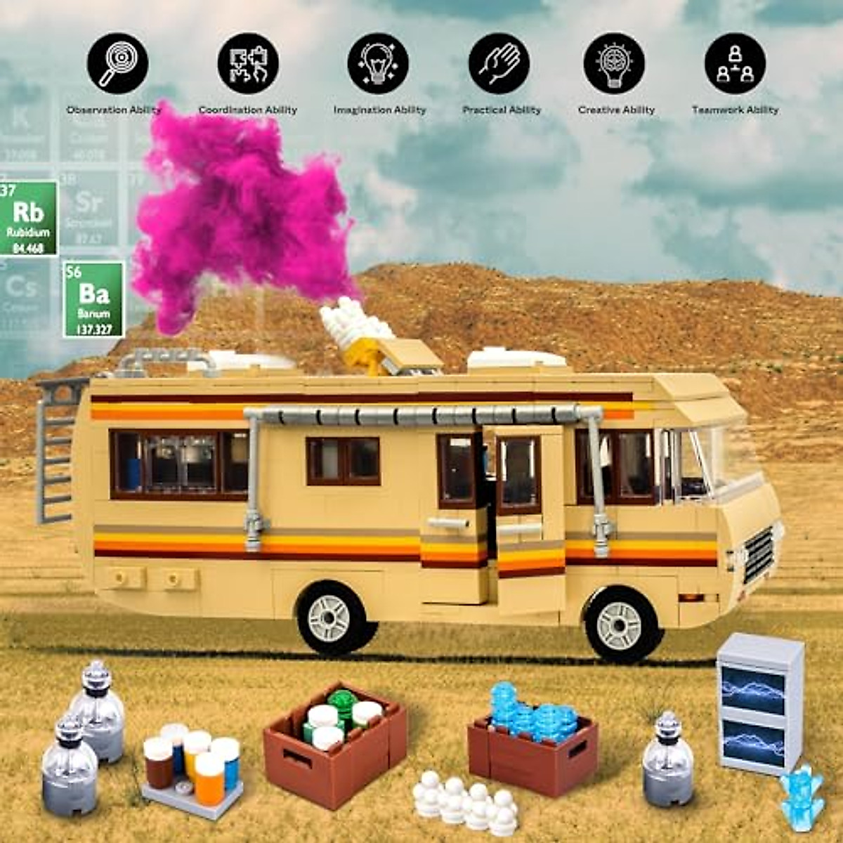 Lixboxy Camper for Break Bad Rv Building Set, Creative Camper Van Building Blocks Merchandise, DIY Technic Building Set Toy, Building Bricks Kit for Ages 8-14(986 Pieces)