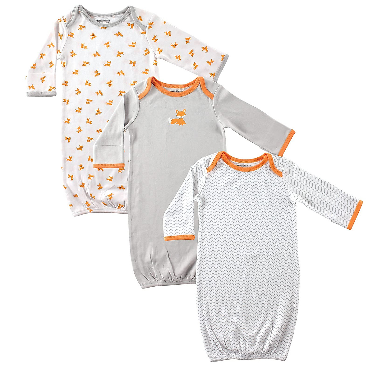 Luvable Friends Unisex Baby Cotton Gowns, Fox, 0-6 Months US