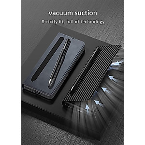 XIMAND for Samsung Galaxy Z Fold 5 5G Case with S Pen Holder (Removable),2 Card Slots,Explosion-Proof Glass,Protective Anti-Scratch,Hard Slim Leather Bracket Case with Screen Protector(Brown)