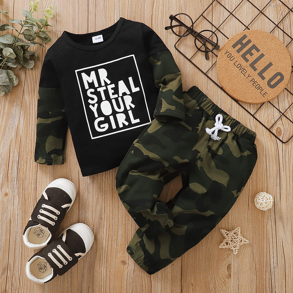 Kucnuzki 2T Boys Clothes Kids Baby Boys Clothes Long Sleeve Boys Shirts Tees Sweatshirt Tops Shirt Sweatpants Pants Set 2T-3T Boy Boutique Clothes Fall Winter Baby Clothes Boy