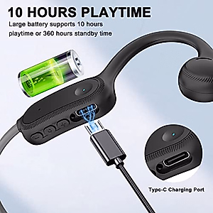 Open Ear Headphones Wireless Bluetooth 5.2, Bone Conduction Headphones Up to 10H Playtime Built-in Mic Wireless Bluetooth Headphones IPX4 Waterproof Headset for Running, Gym, Hiking, Cycling