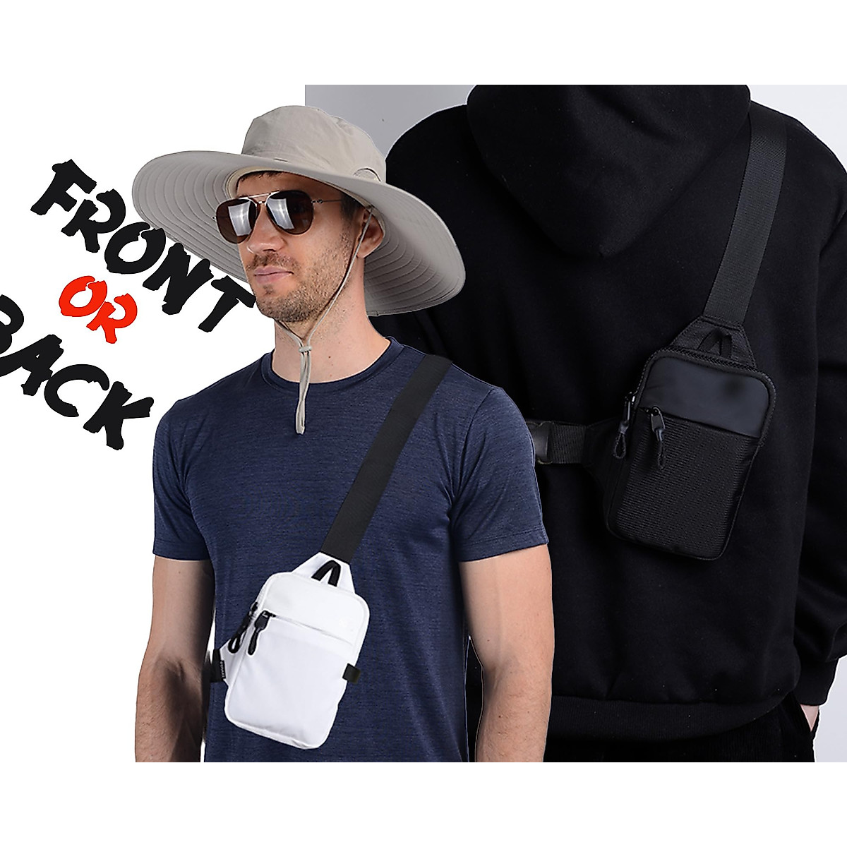 USHAKE Mini Sling Bag for Men Women - Small Crossbody Bag Casual Phone Chest Bag for Hiking Traveling Gifting Blue