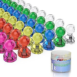 Push Pin Magnets, Office Magnets, Tiergrade 60 Pack 7 Assorted Color Strong Magnets, Use at Kitchen Home and School Classroom Magnets, Magnets for Refrigerator Dry Erase Board and Whiteboard