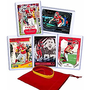 Travis Kelce Football Cards (5) Assorted Bundle - Kansas City Chiefs Trading Card Gift Set