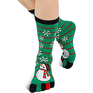 Zmart Funny Christmas Toe Socks Women Holiday Socks Christmas Toe Separator Socks Five Toe Socks, 5 Pack Stocking Stuffers Secret Santa Gifts Christmas Gifts